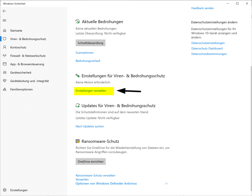 Hinzufügen eines Ausschlusses zur Windows-Sicherheit in Windows 10 ...
