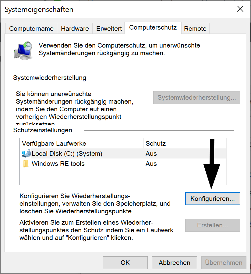 Konfigurieren und Verwenden der Systemwiederherstellung in Windows 10 ...